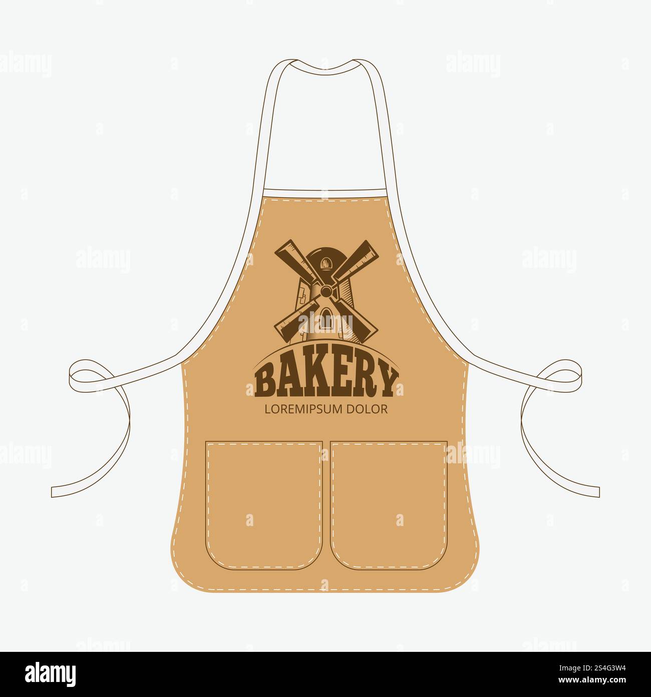 Vintage baker apron with mill emblem template. Logo bakery shop, vector ...