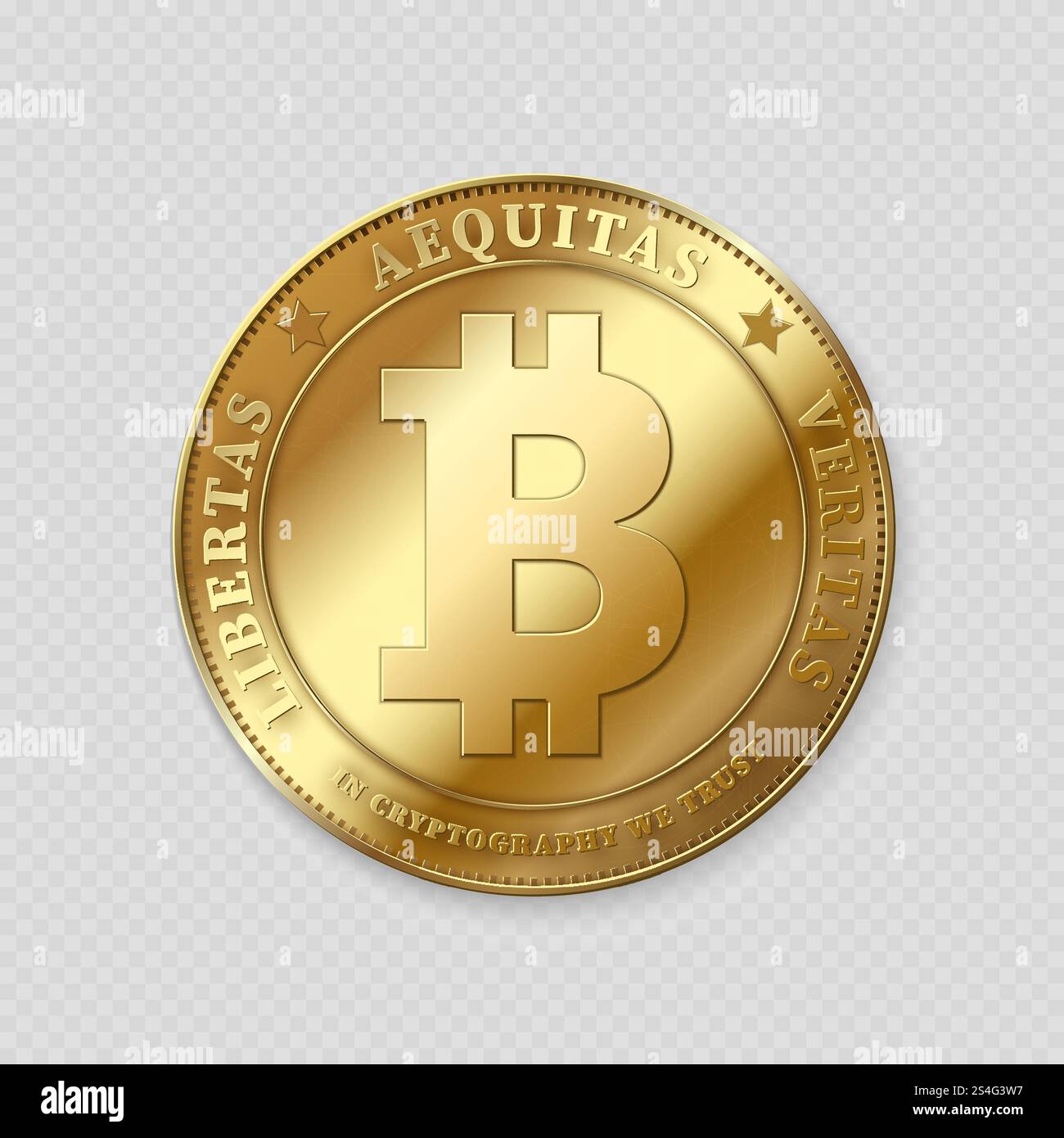 Realistic gold bitcoin on transparent background. Golden bitcoin ...