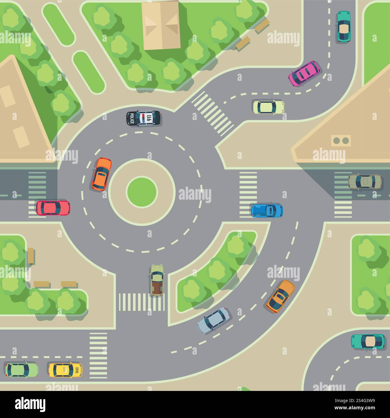 Urban cars seamless texture. Vector background. Road intercharge with ...
