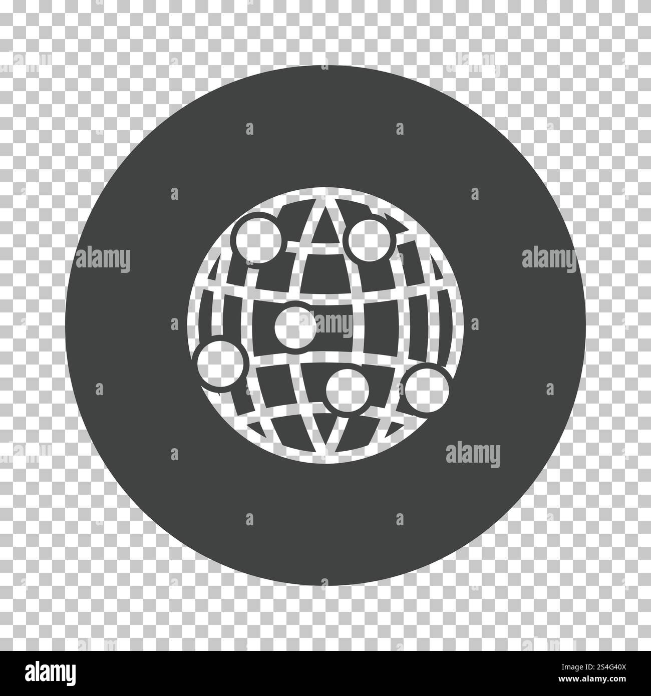 Globe connection point icon. Subtract stencil design on tranparency ...