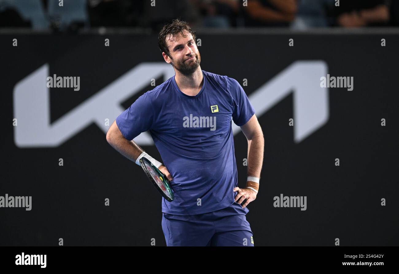 Quentin Halys of France looks on during his round 1 match against Adam ...