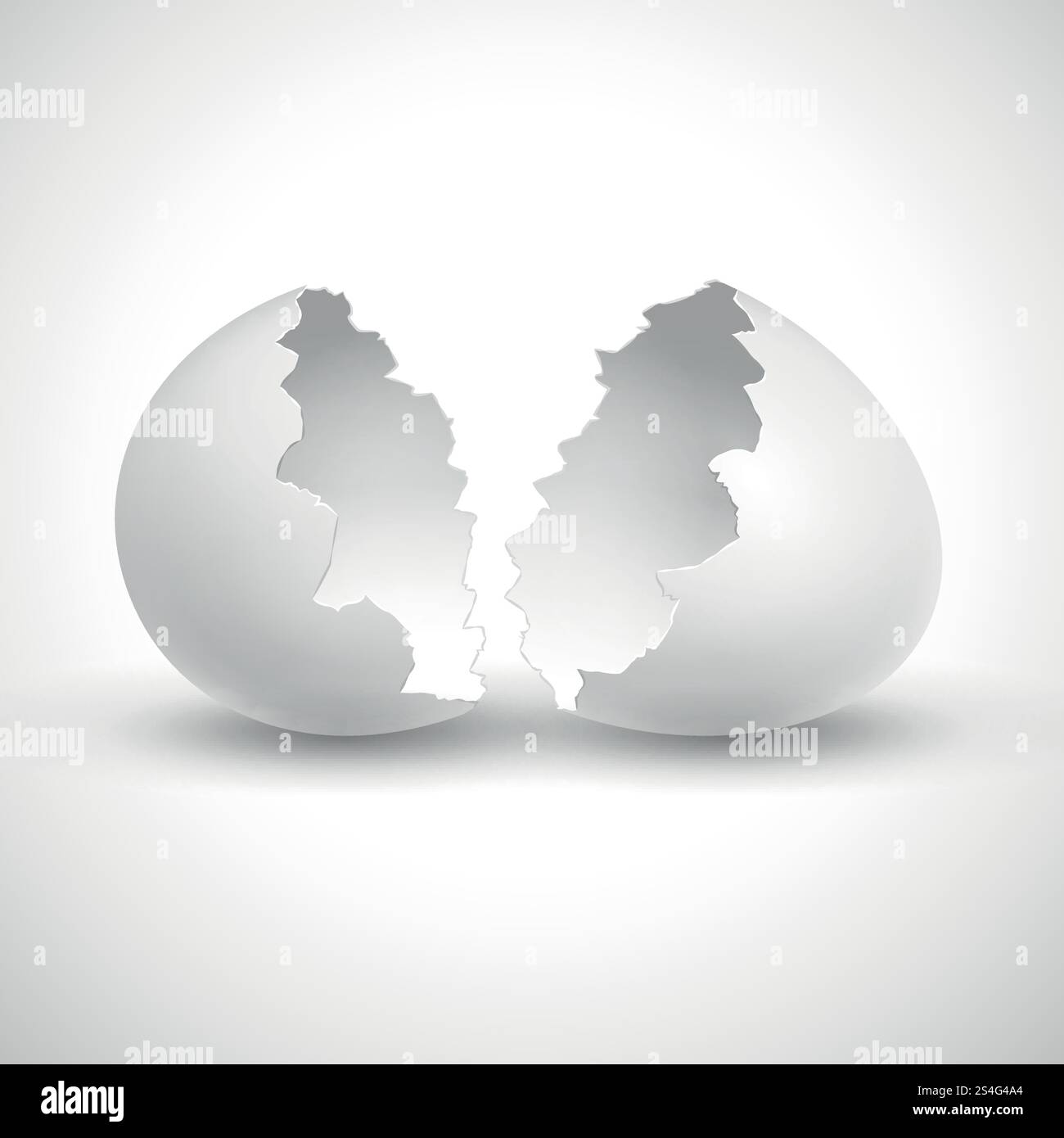 White opened easter with shell broken isolated vector illustration ...