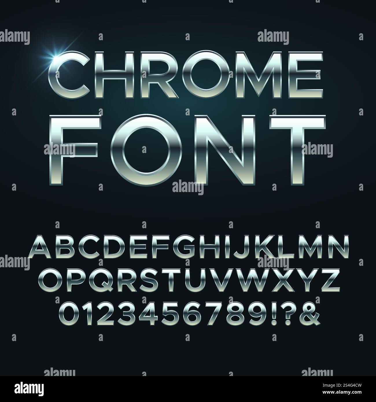 Chrome metal vector font. Steel metallic alphabet letters. Alphabet ...