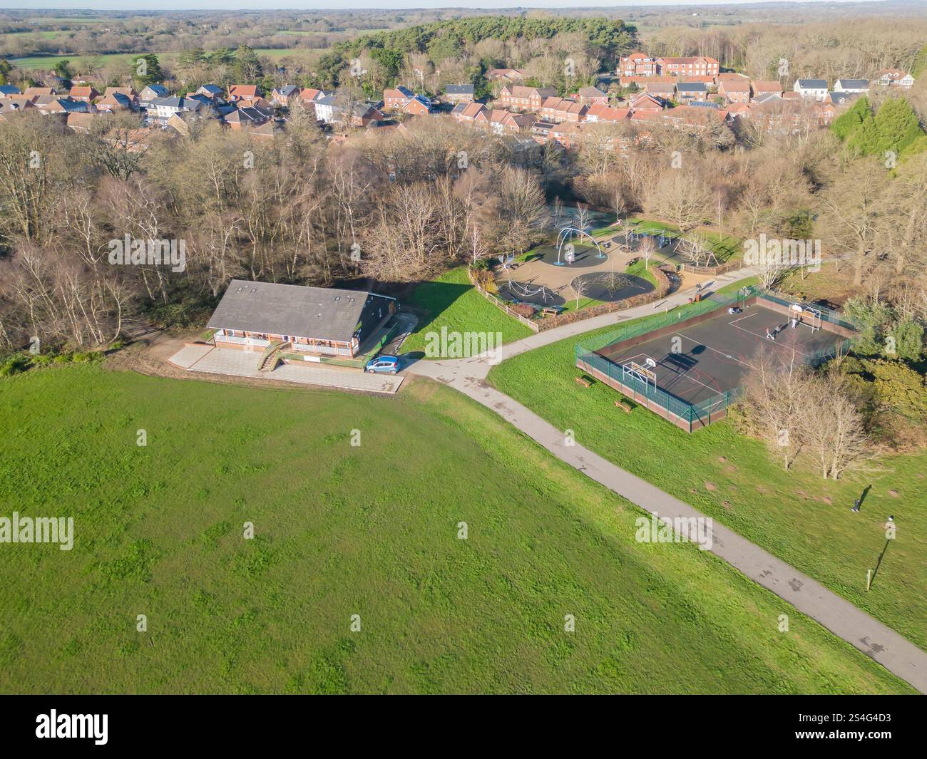 aerial view of the 22 acre hellingly country park cricket pavillion and ...