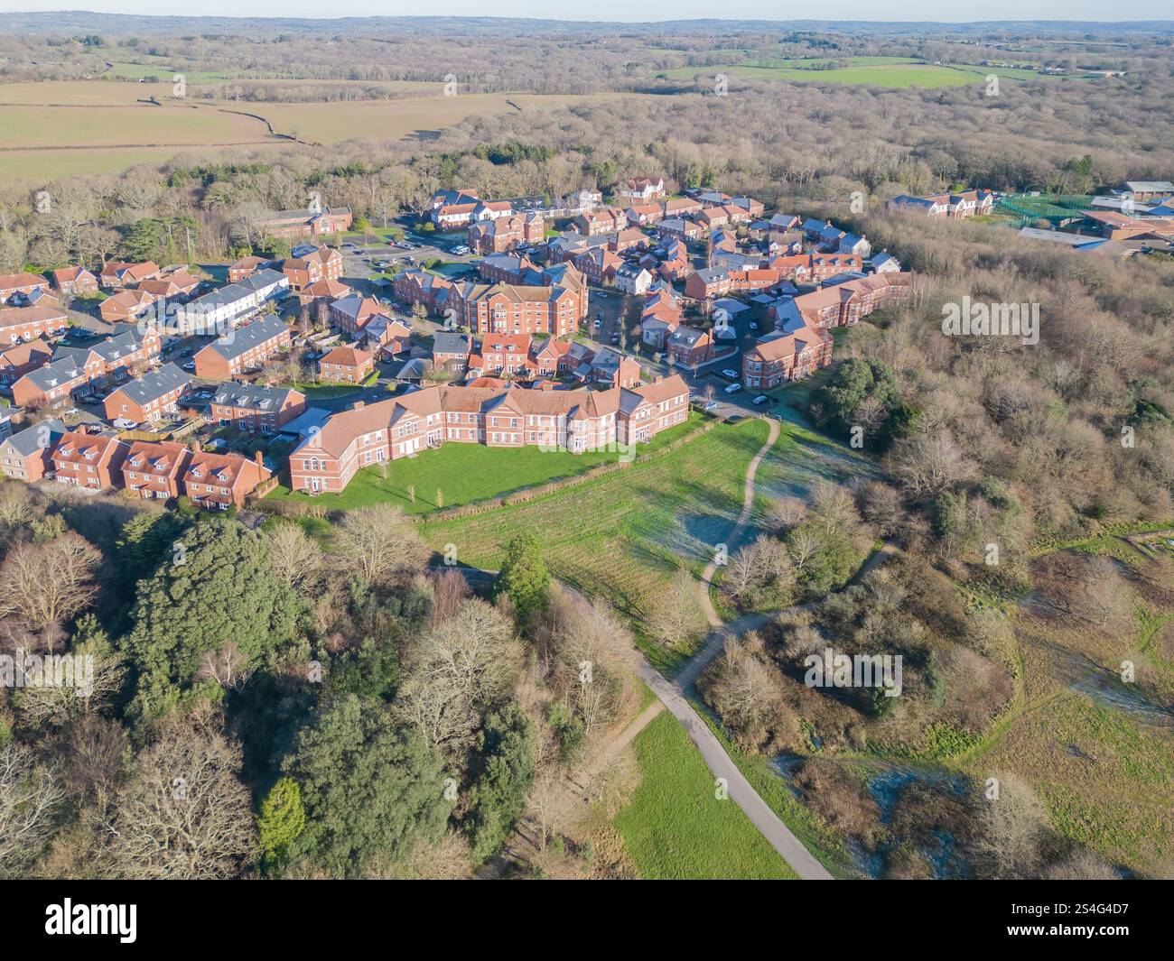 aerial view of the 22 acre hellingly country park and houses near ...