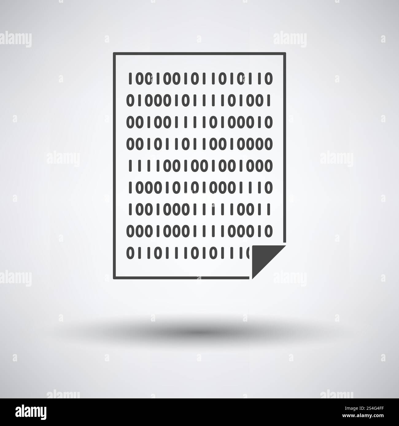 Sheet With Binary Code Icon on gray background, round shadow. Vector ...