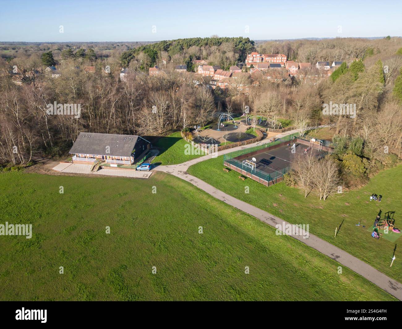 aerial view of the 22 acre hellingly country park cricket pavilion and ...