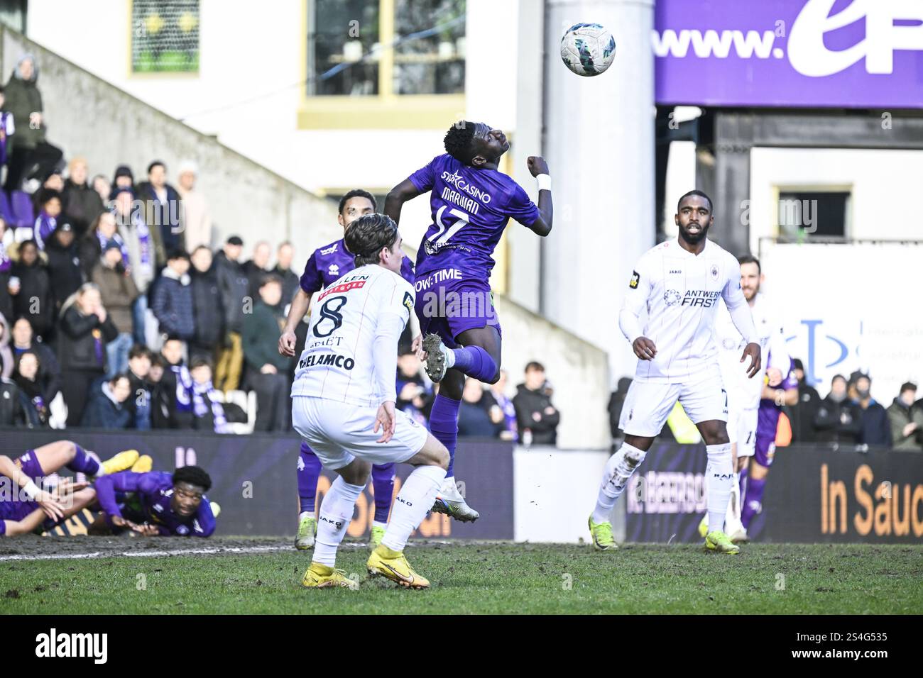 Antwerp, Belgium. 12th Jan, 2025. Beerschot's Marwan Al-Sahafi pictured ...