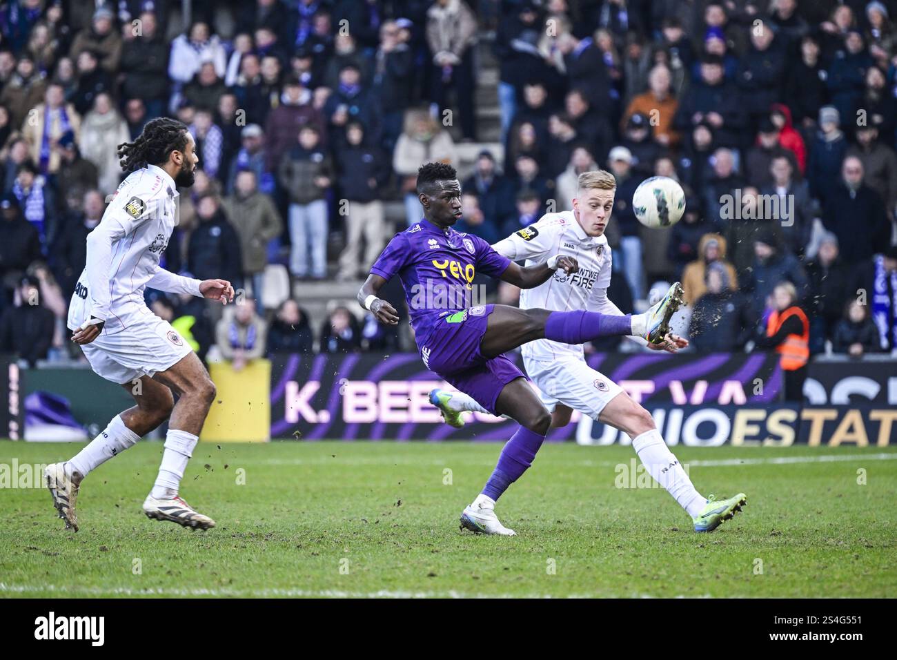 Antwerp, Belgium. 12th Jan, 2025. Beerschot's Marwan Al-Sahafi and ...