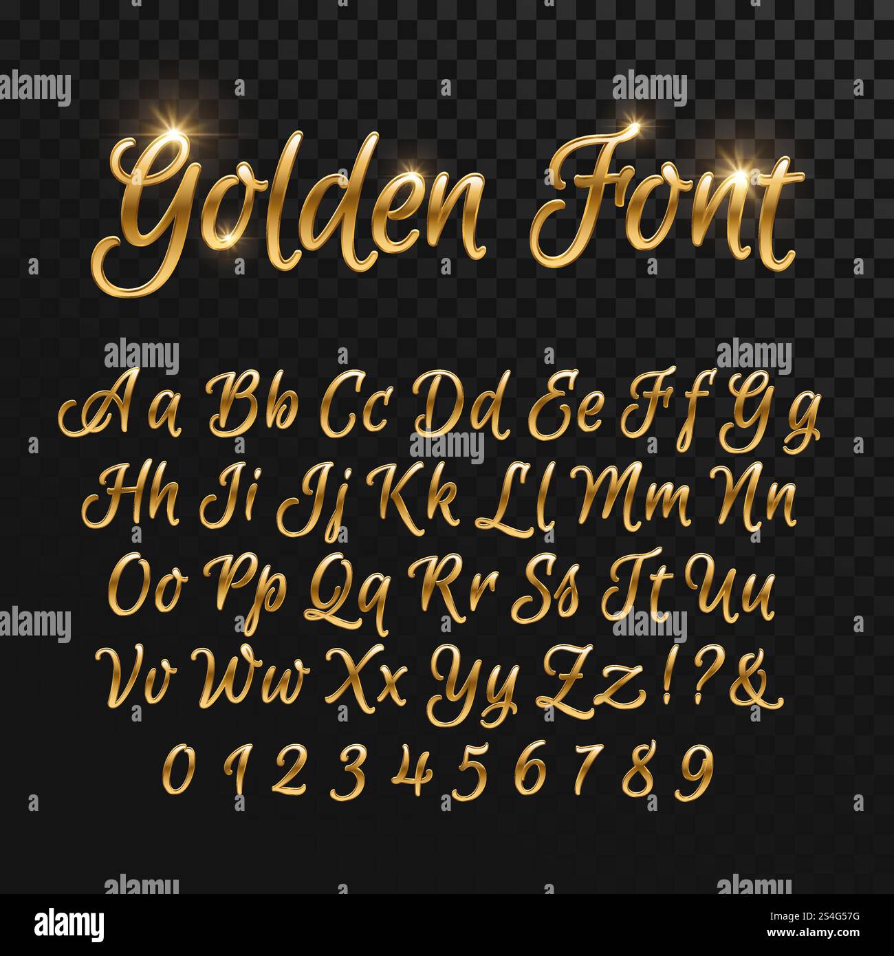 Calligraphic golden letters. Vintage elegant gold font. Luxury vector ...