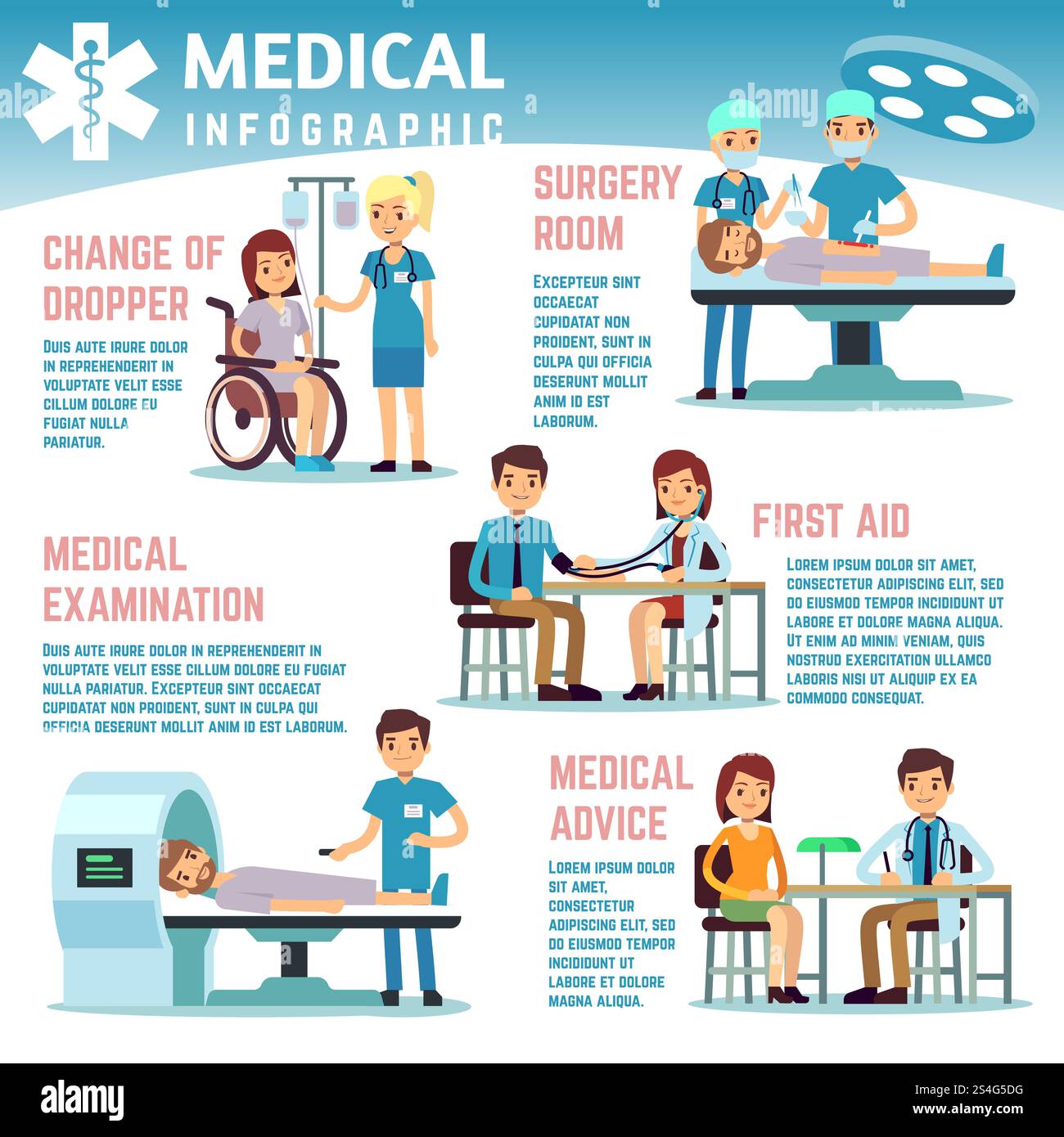 Healthcare vector infographics with medical staff nurses, doctors and ...