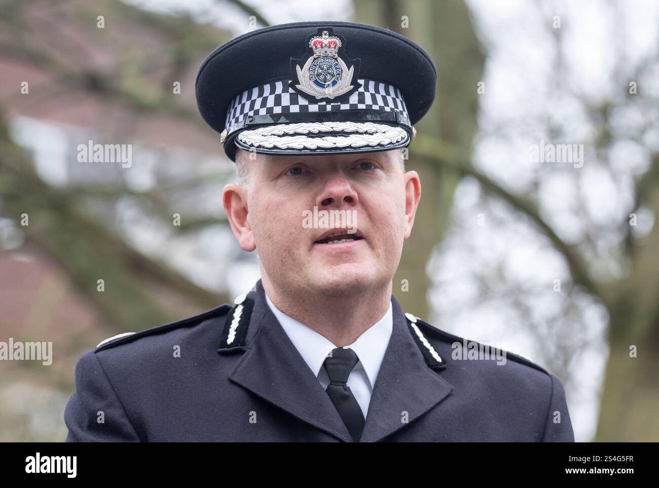 North Yorkshire Police Chief Constable Tim Forber speaking outside ...