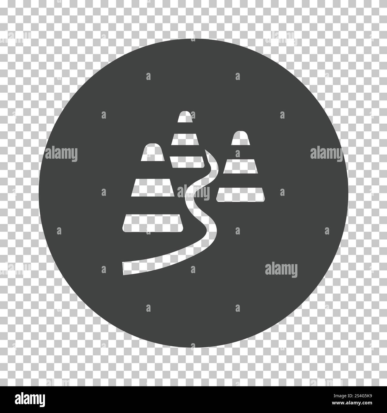 Soccer training cones icon. Subtract stencil design on tranparency grid ...