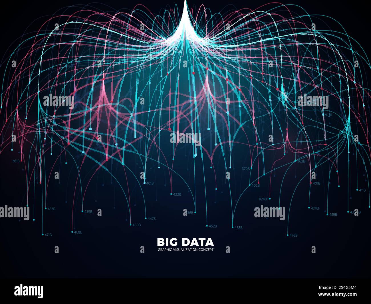 Complex information big data visualization. Abstract futuristic energy representation vector ...