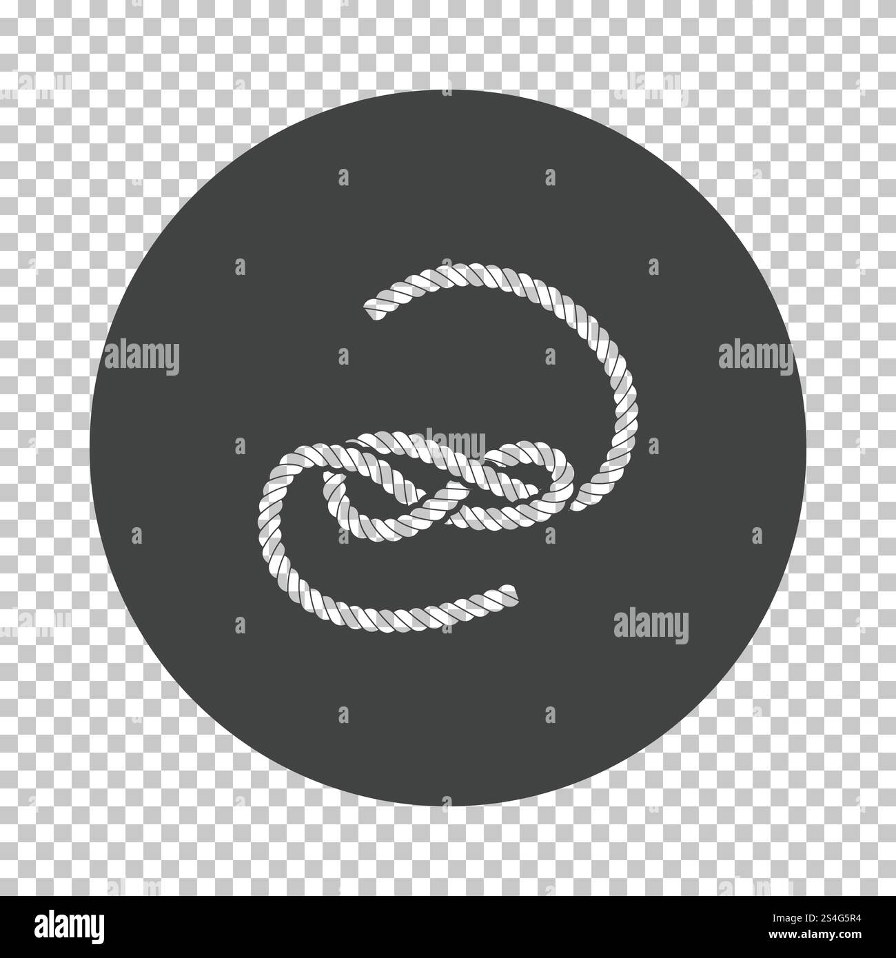 Knoted rope icon. Subtract stencil design on tranparency grid. Vector ...