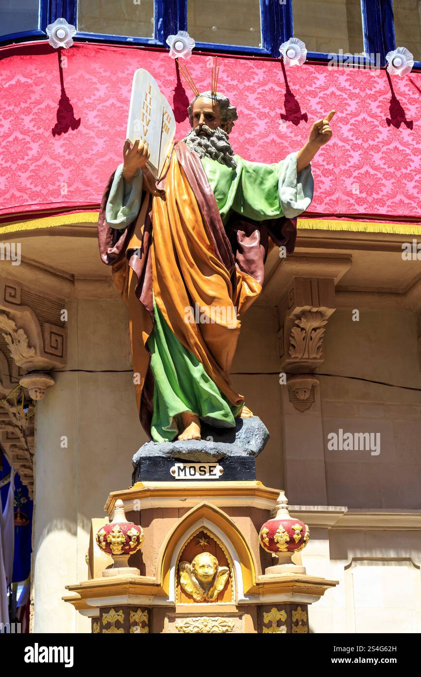 Statue of Moses carrying the ten commandments, Rabat, Malta Stock Photo ...