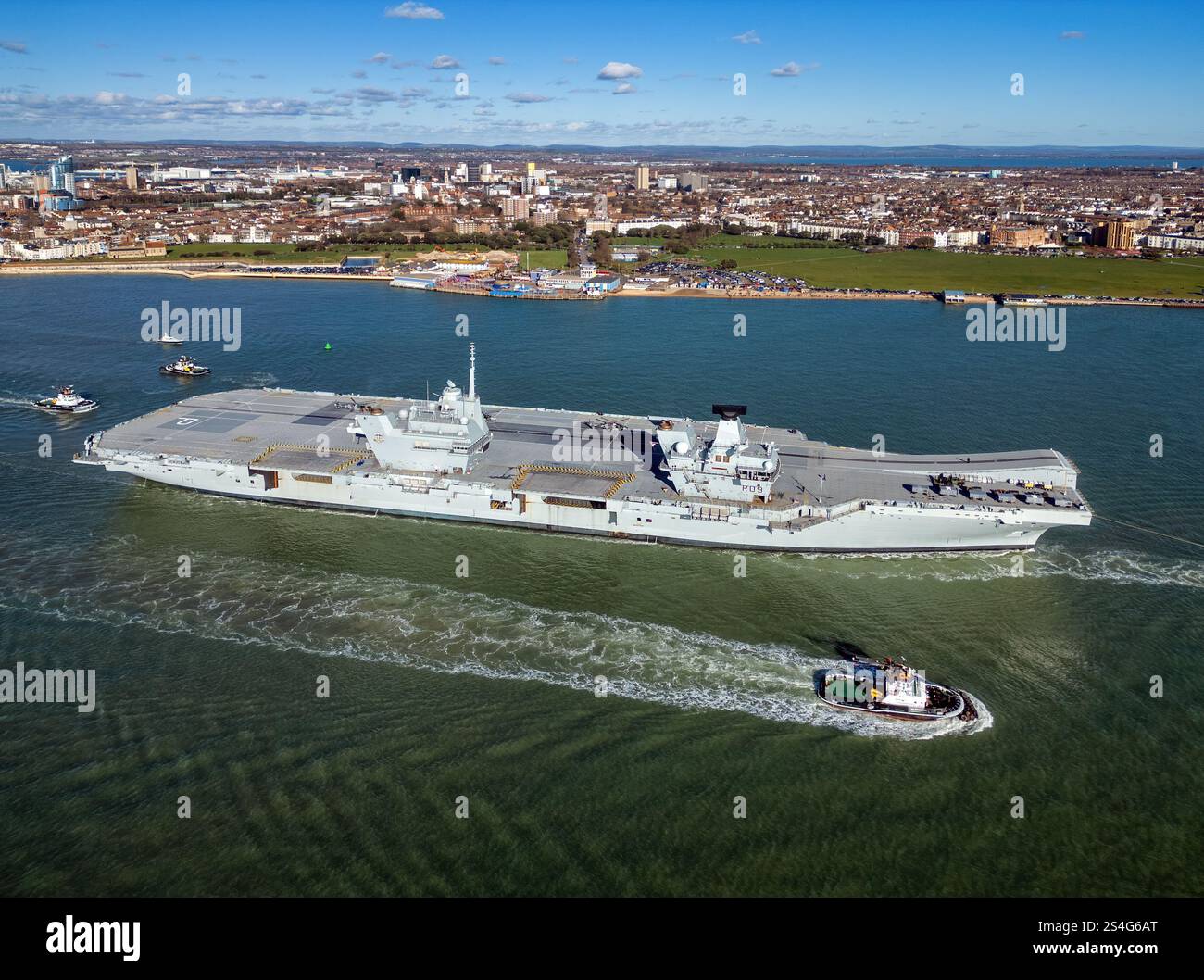 Aerial view of the Royal Navy aircraft carrier HMS Prince of Wales (R09 ...
