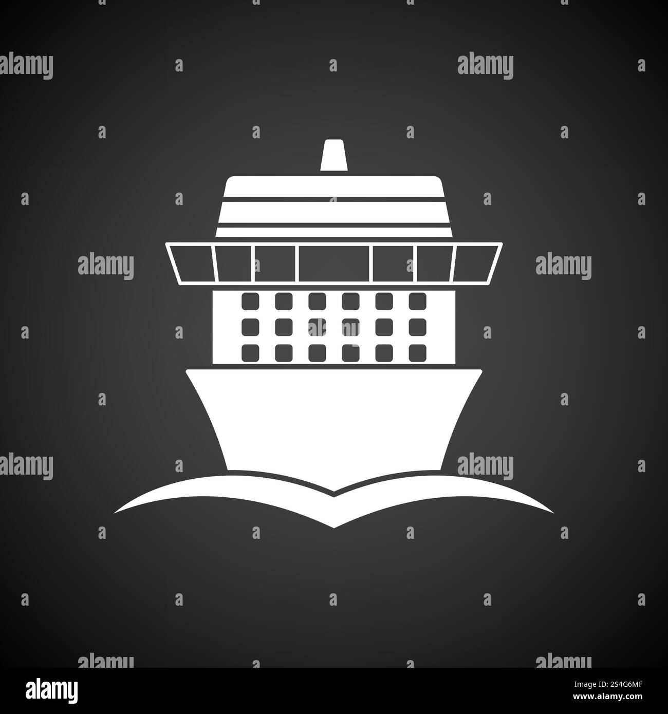 Cruise liner icon front view. Black background with white. Vector ...