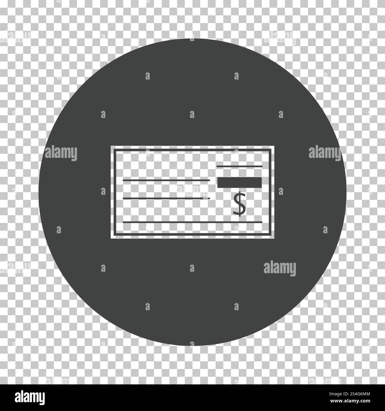 Bank check icon. Subtract stencil design on tranparency grid. Vector ...