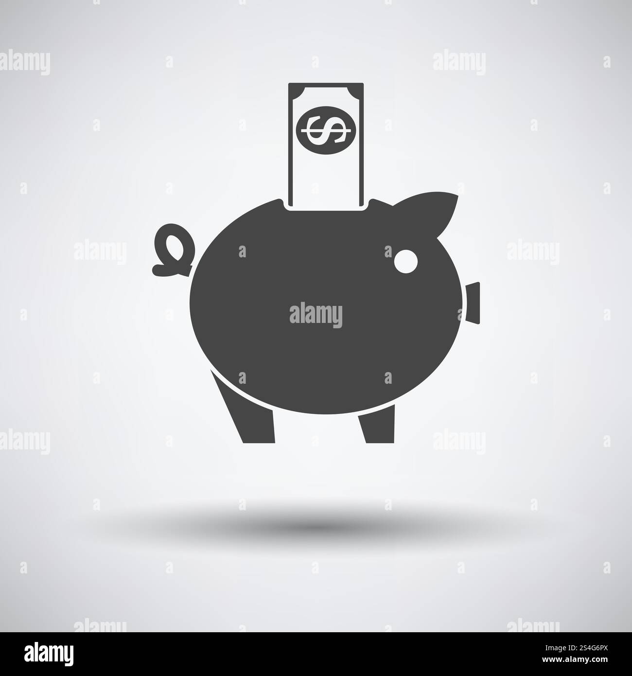 Piggy Bank Icon on gray background, round shadow. Vector illustration ...