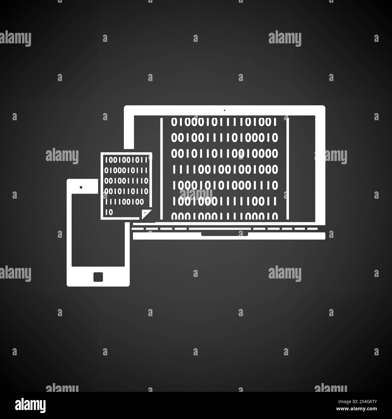 Exchanging Data Icon. White on Black Background Design. Vector ...