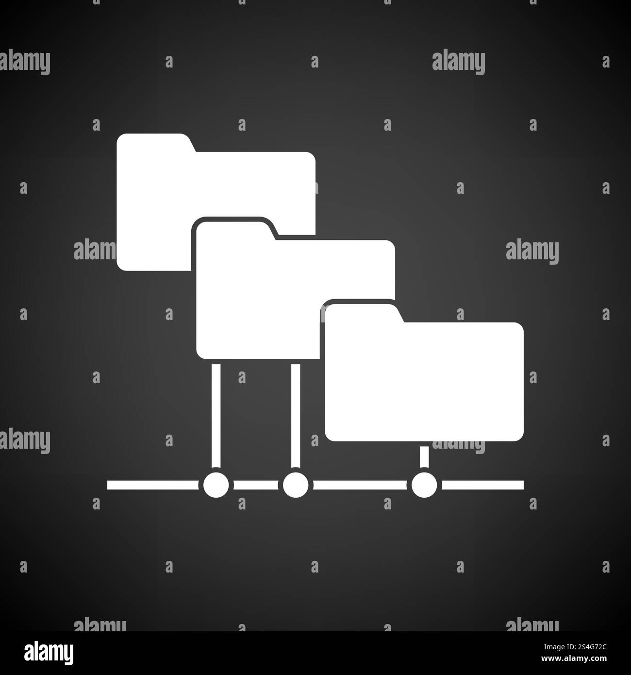 Folder Network Icon. White on Black Background Design. Vector ...