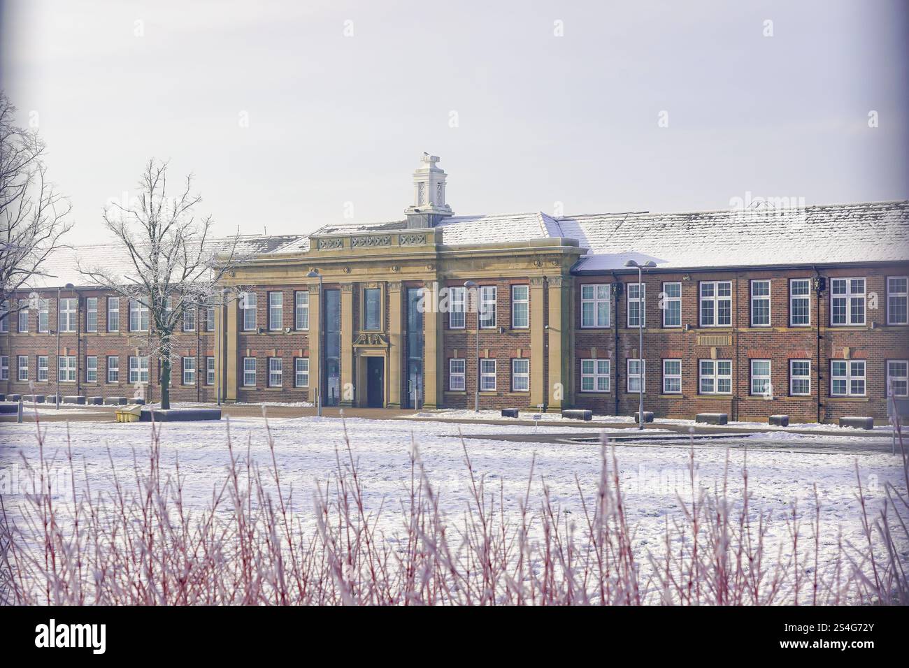 Wade Deacon High School with a covering of snow in Widnes, Saturday ...