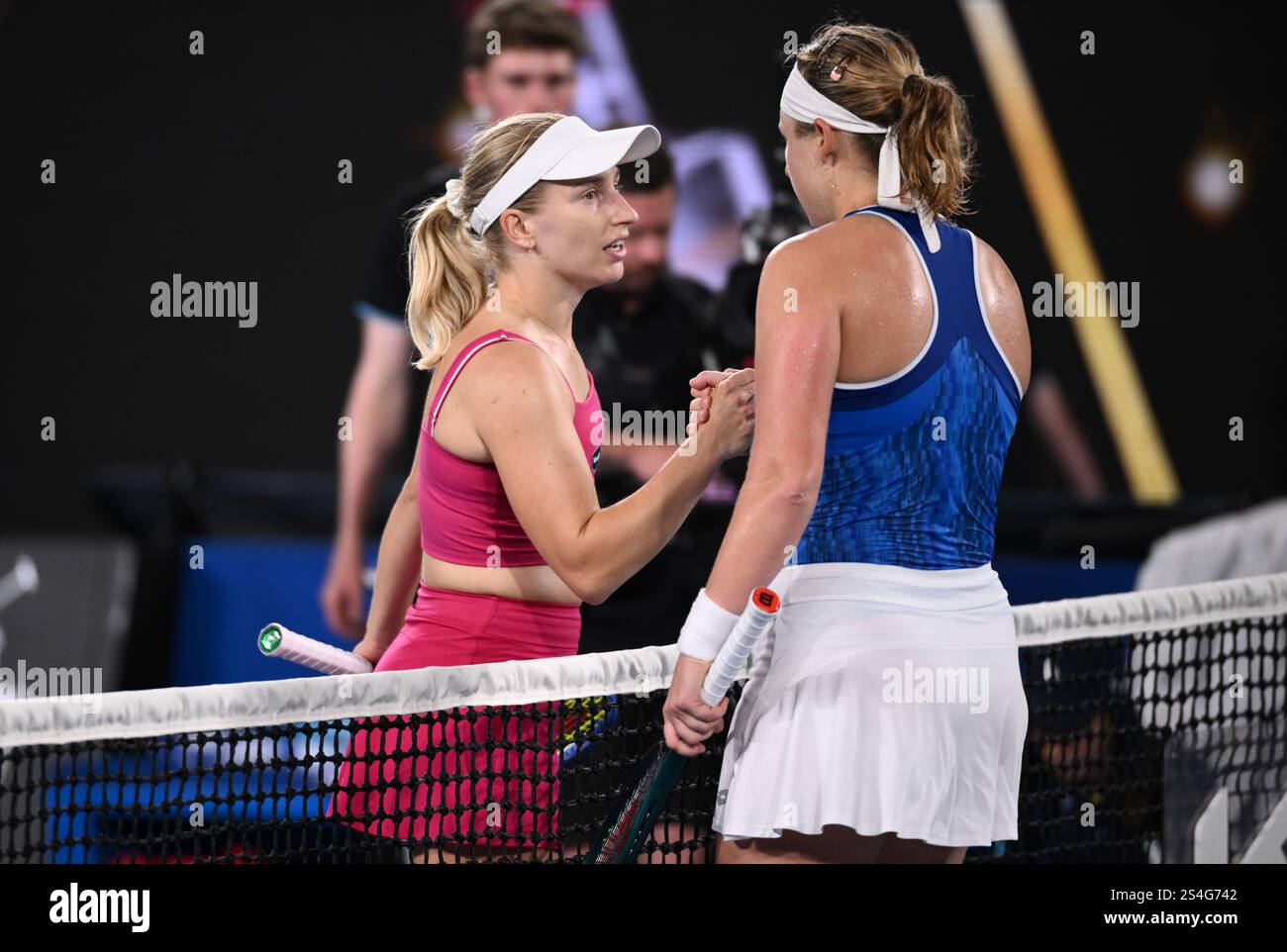Melbourne, Australia. 12th Jan, 2025. Daria Saville of Australia (left ...