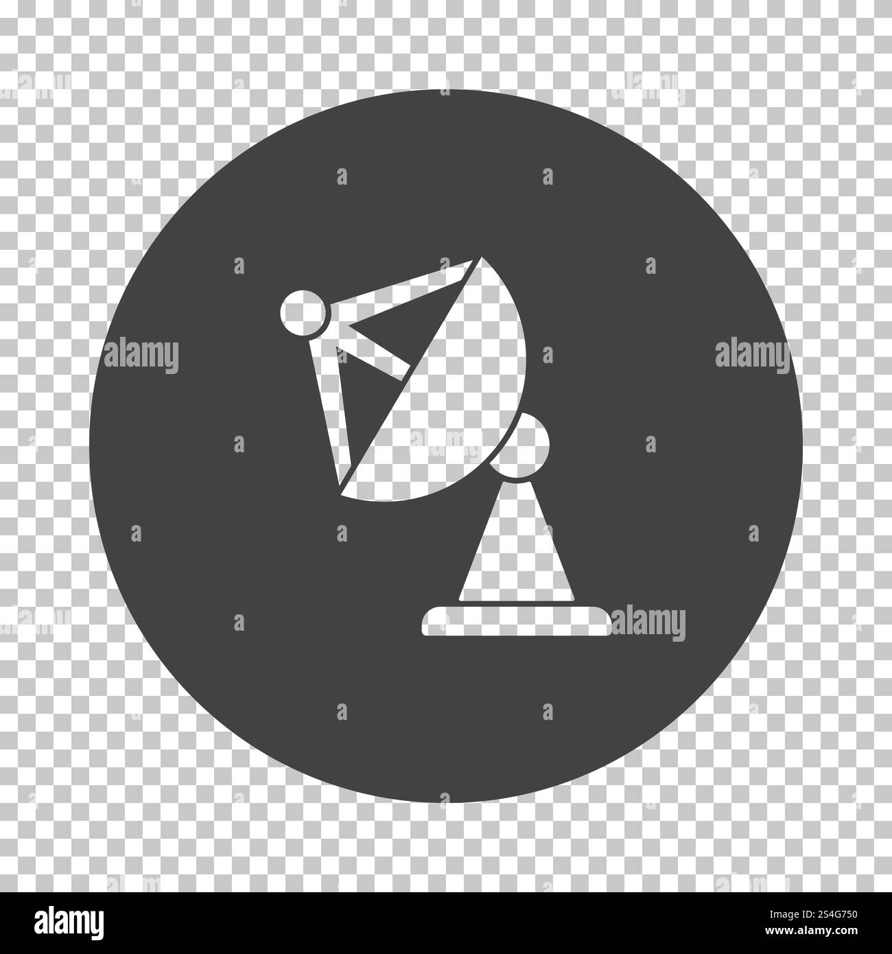 Satellite antenna icon. Subtract stencil design on tranparency grid ...