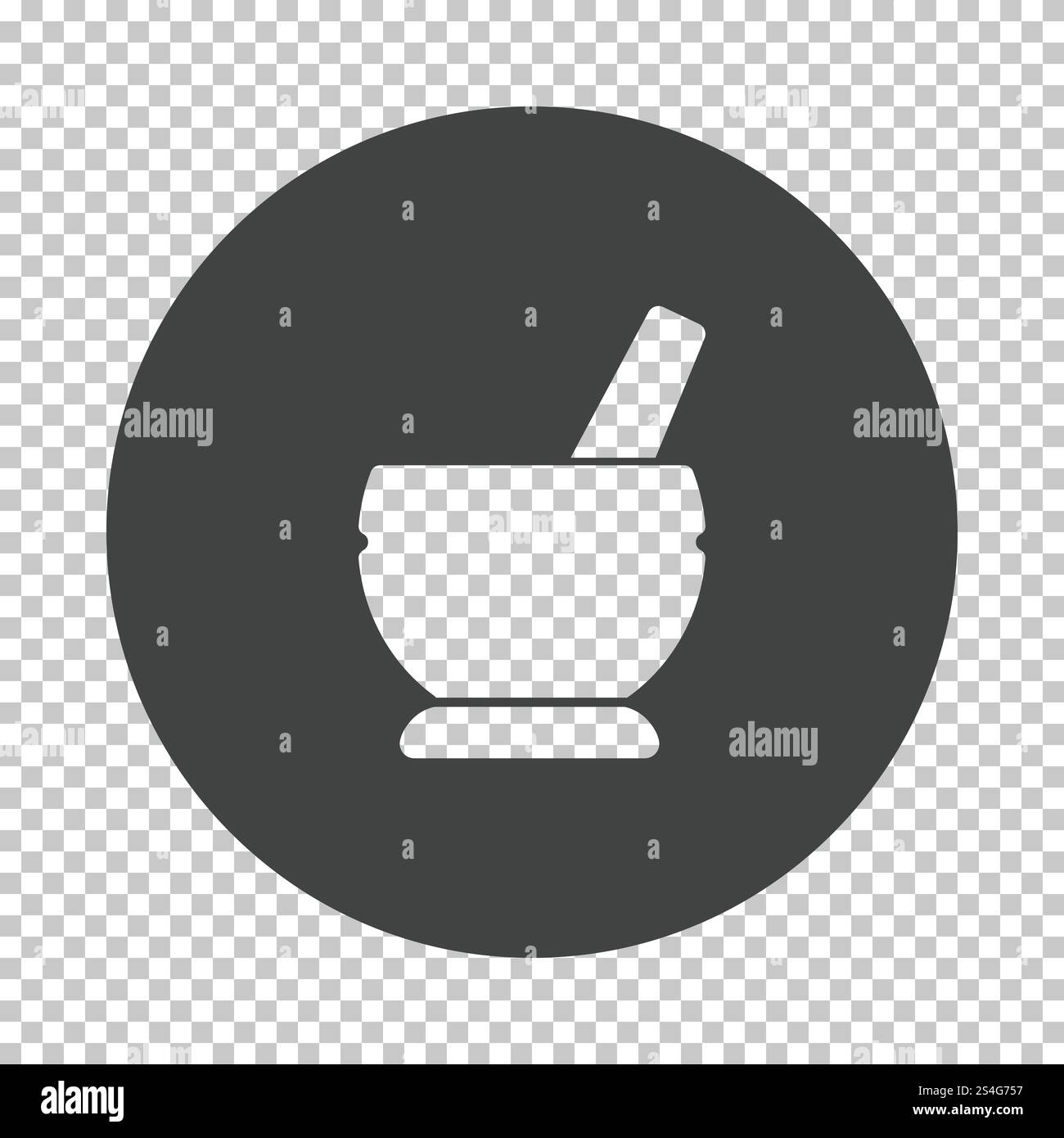 Mortar and pestel icon. Subtract stencil design on tranparency grid ...