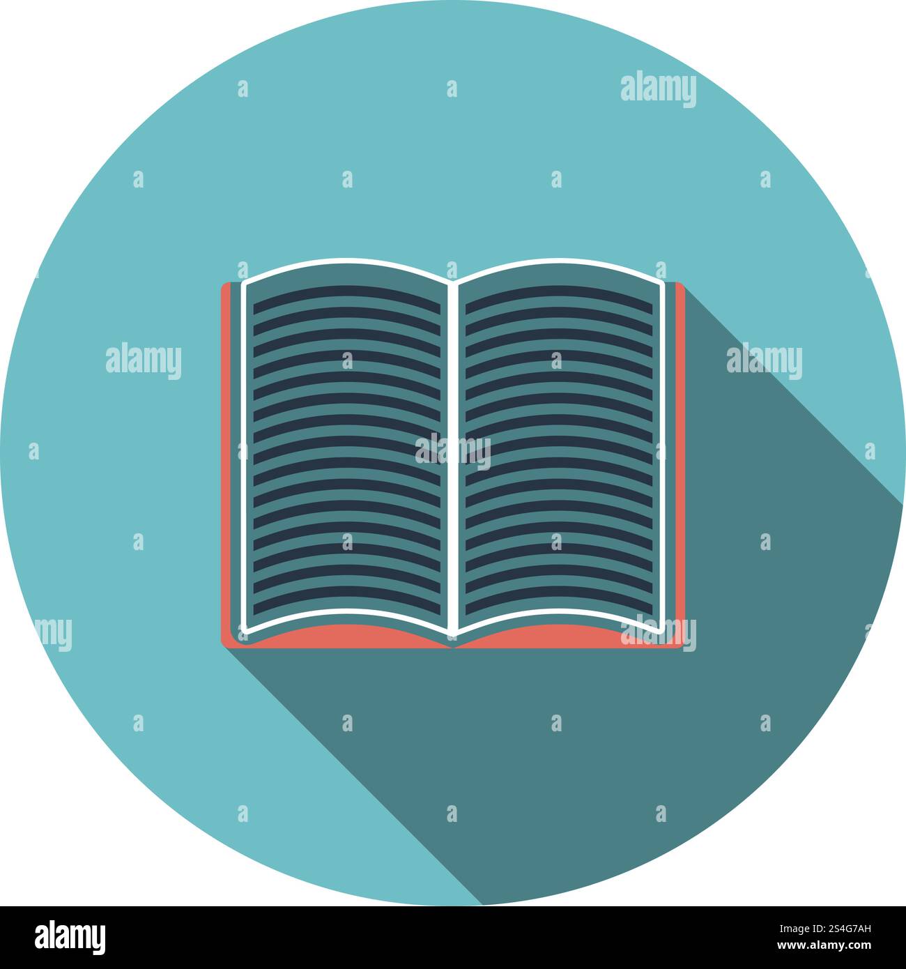Open book icon. Flat Design Circle With Long Shadow. Vector ...