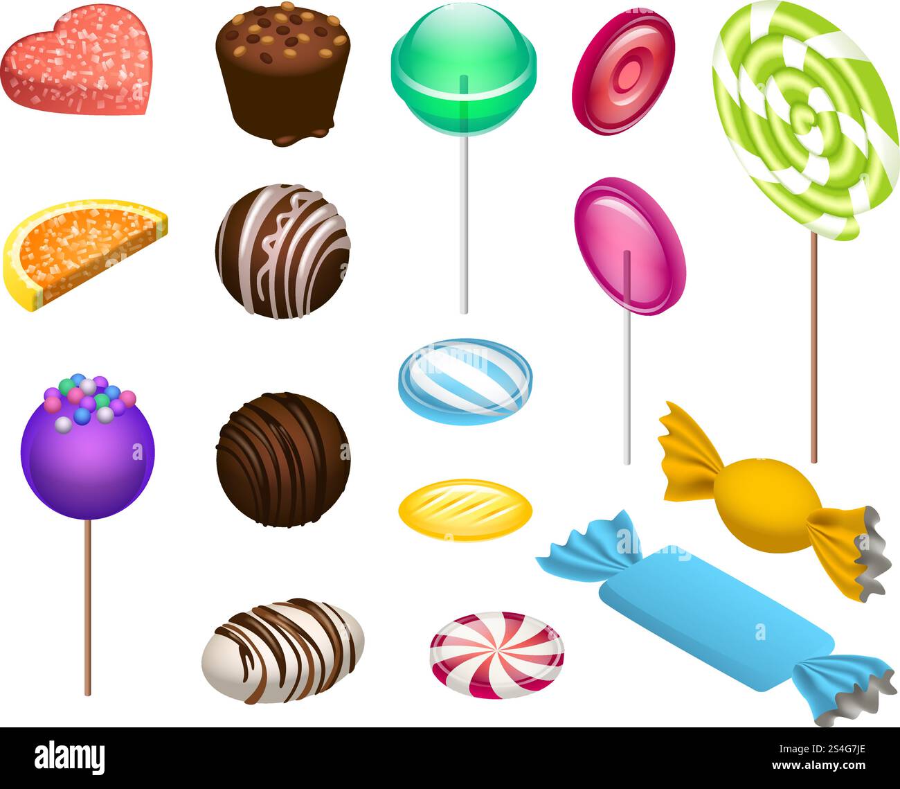 Sweet candy icon set. Isometric set of sweet candy vector icons for web ...