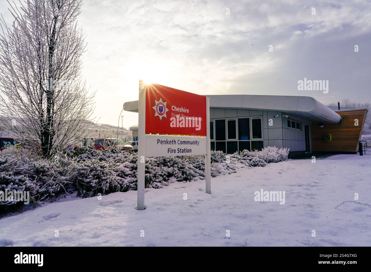 Penketh Fire Station in a covering of snow. Saturday 11th January 2025 ...