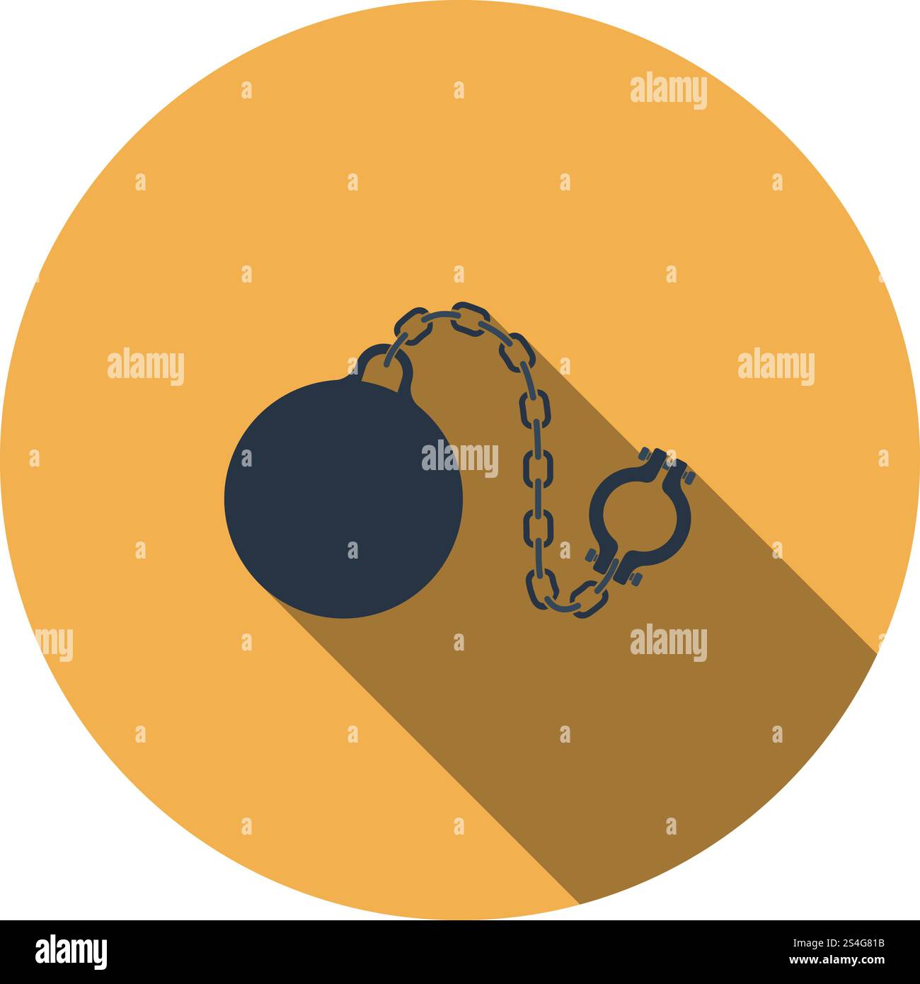 Fetter with ball icon. Flat Design Circle With Long Shadow. Vector ...