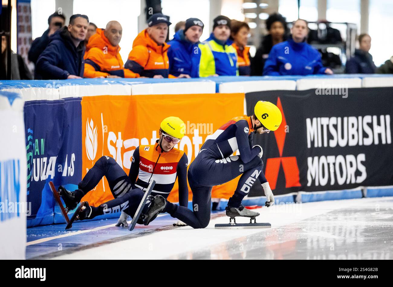 LEEUWARDEN - Itzhak de Laat and Bram Steenaart after falling on the ...