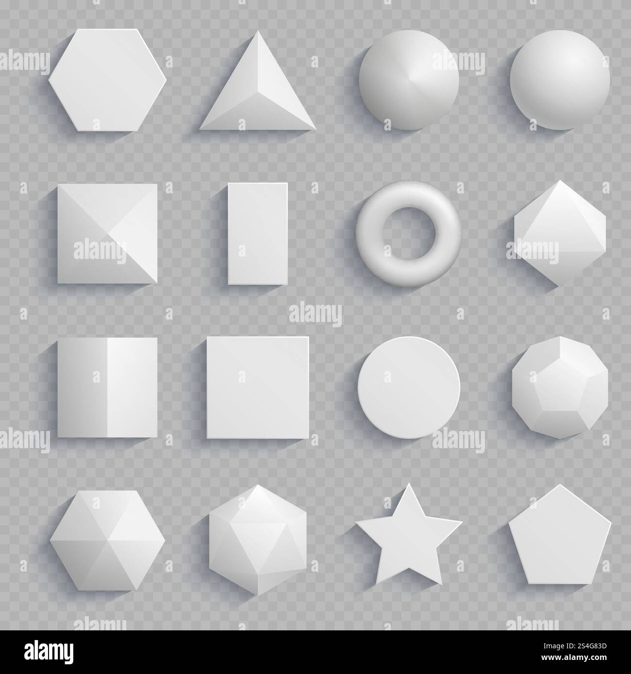 Top view realistic math basic shapes isolated on transparent background ...