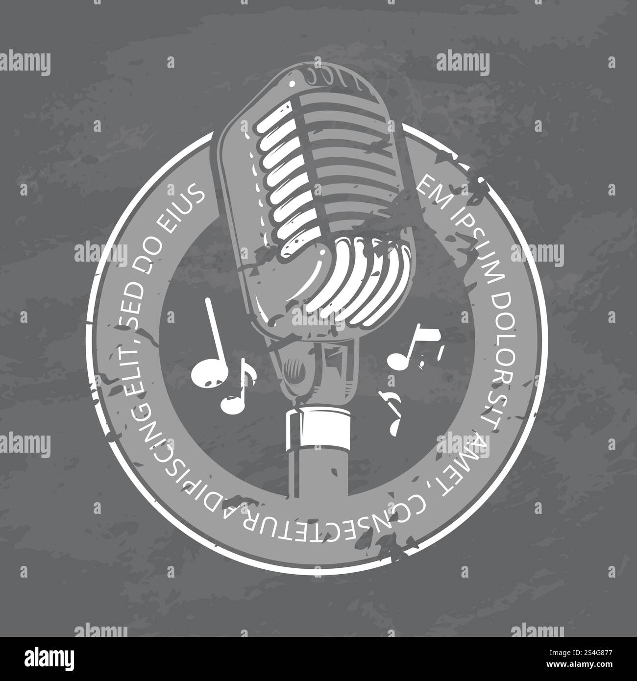 Black and white shabby karaoke club, bar, audio record studio vector ...