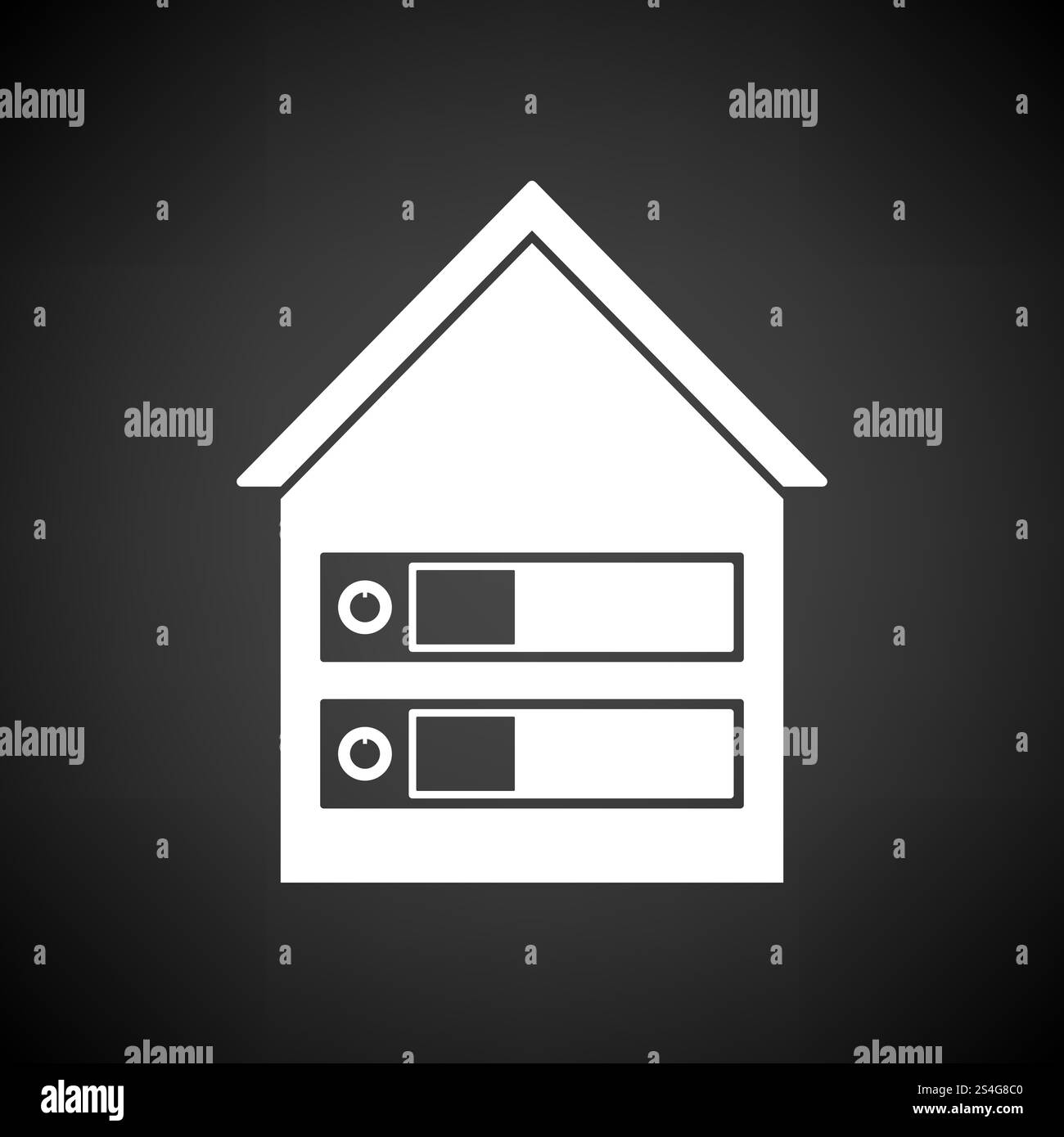 Datacenter Icon. White on Black Background Design. Vector Illustration ...