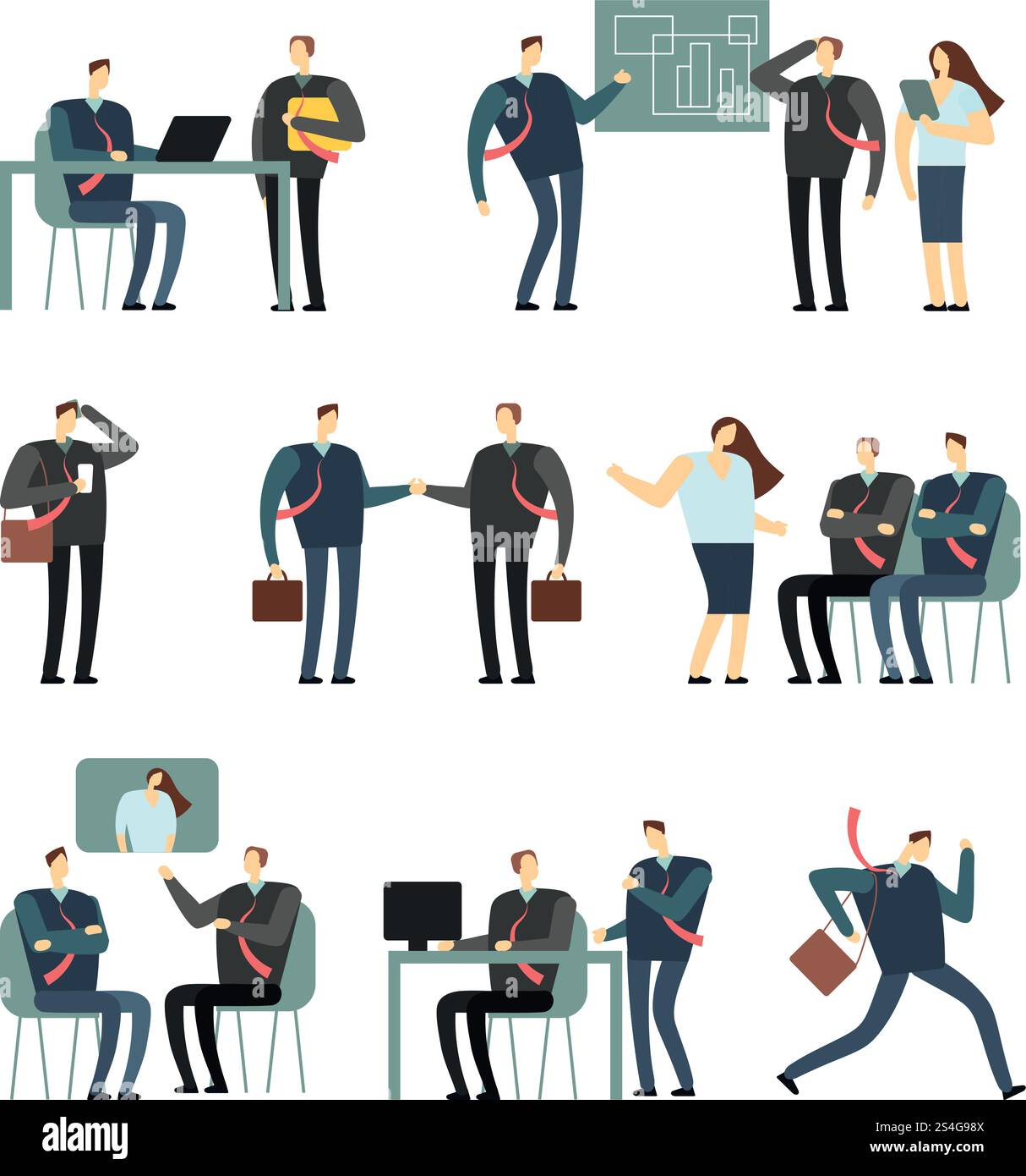 Working people vector cartoon characters. Employees women and men in ...