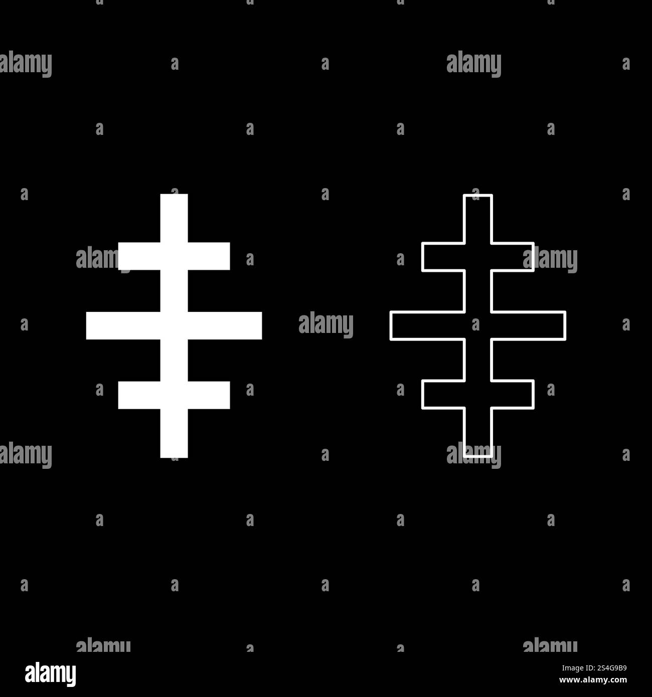 Cross papal roman church icon set white color vector illustration flat ...