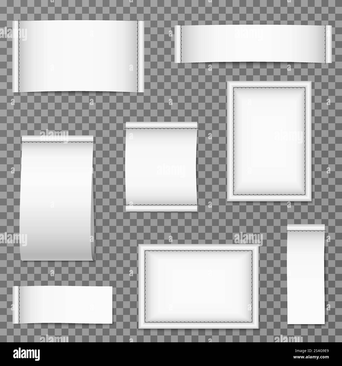 Blank textile clothing labels isolated vector set. Illustration of ...