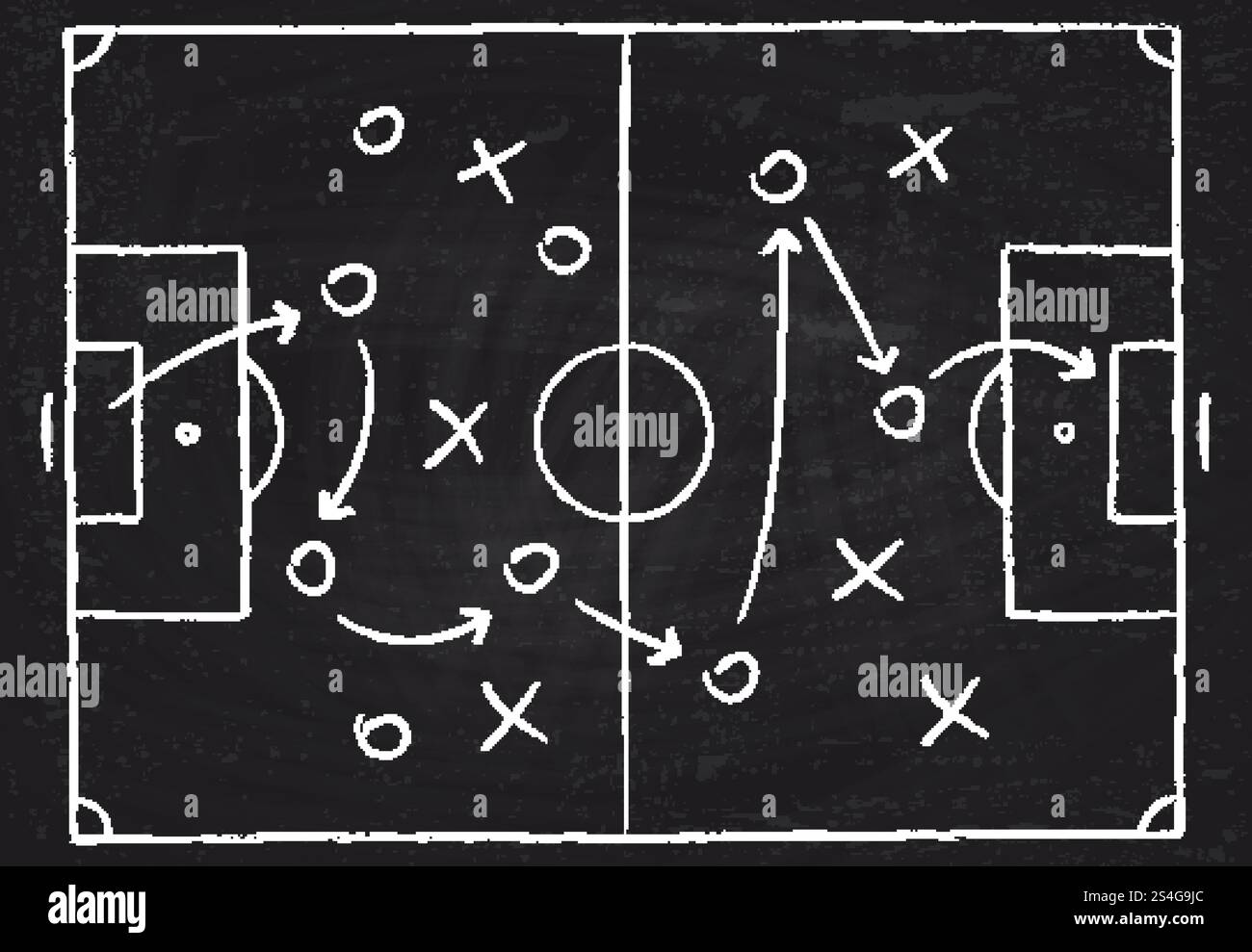 Soccer game tactical scheme with football players and strategy arrows ...