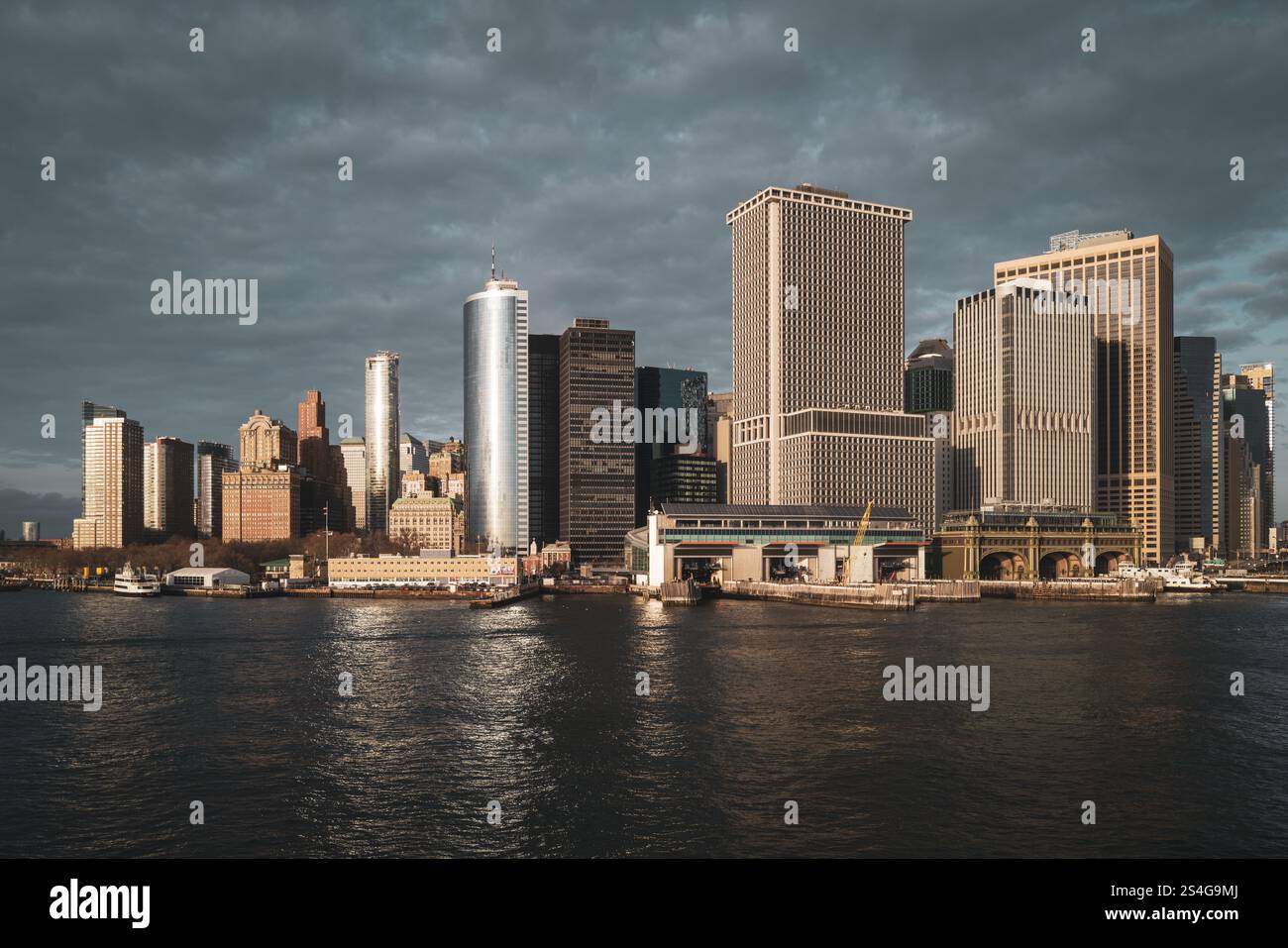 the southern tip of Manhattan, New York shortly before sunset Stock ...