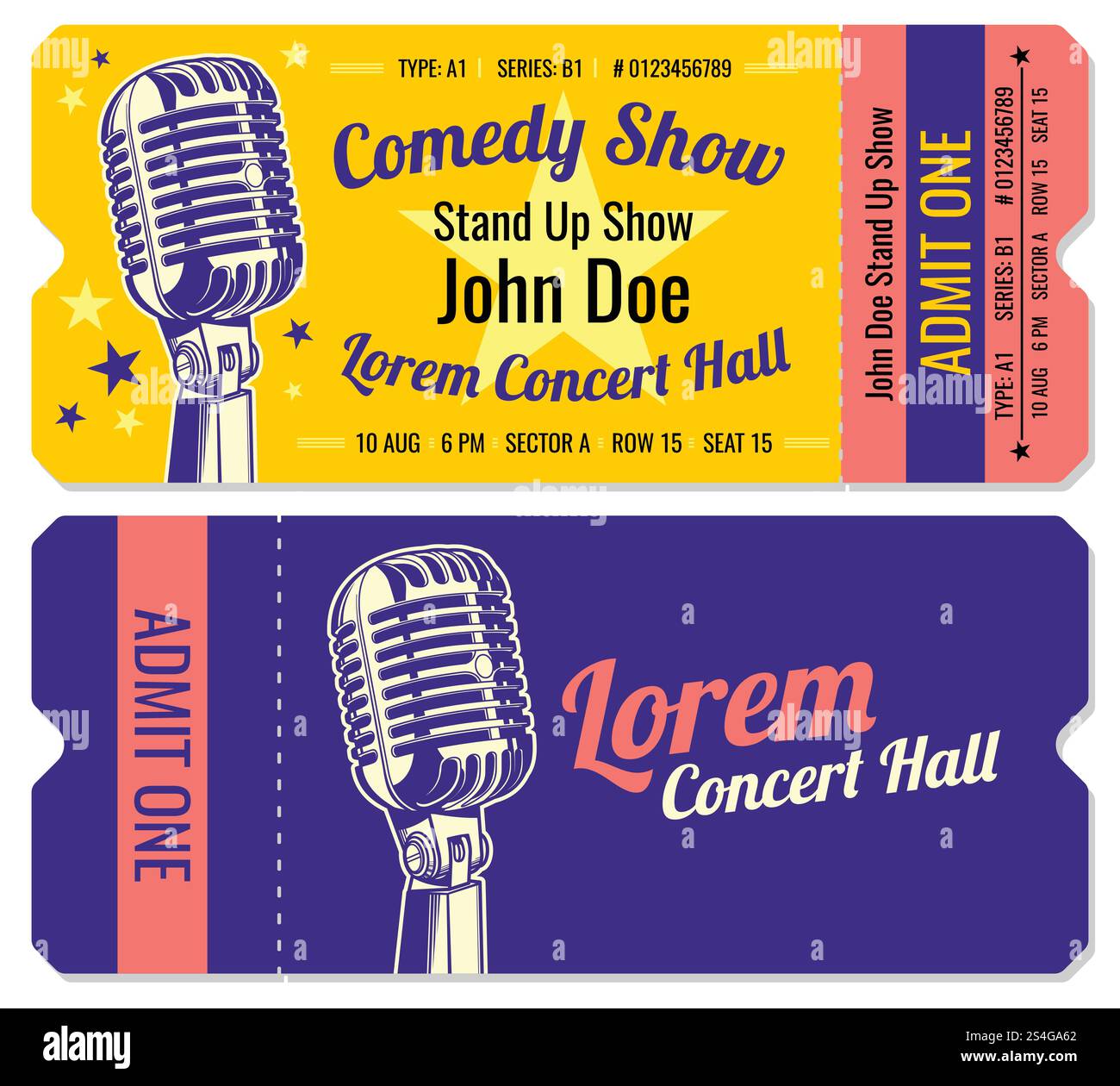 Stand up comedy show entrance vector tickets template. Comedian stand ...