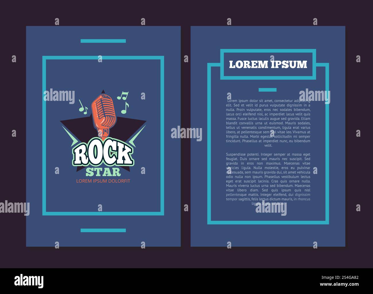 Vector card flyer template with karaoke club, audio record studio logo ...