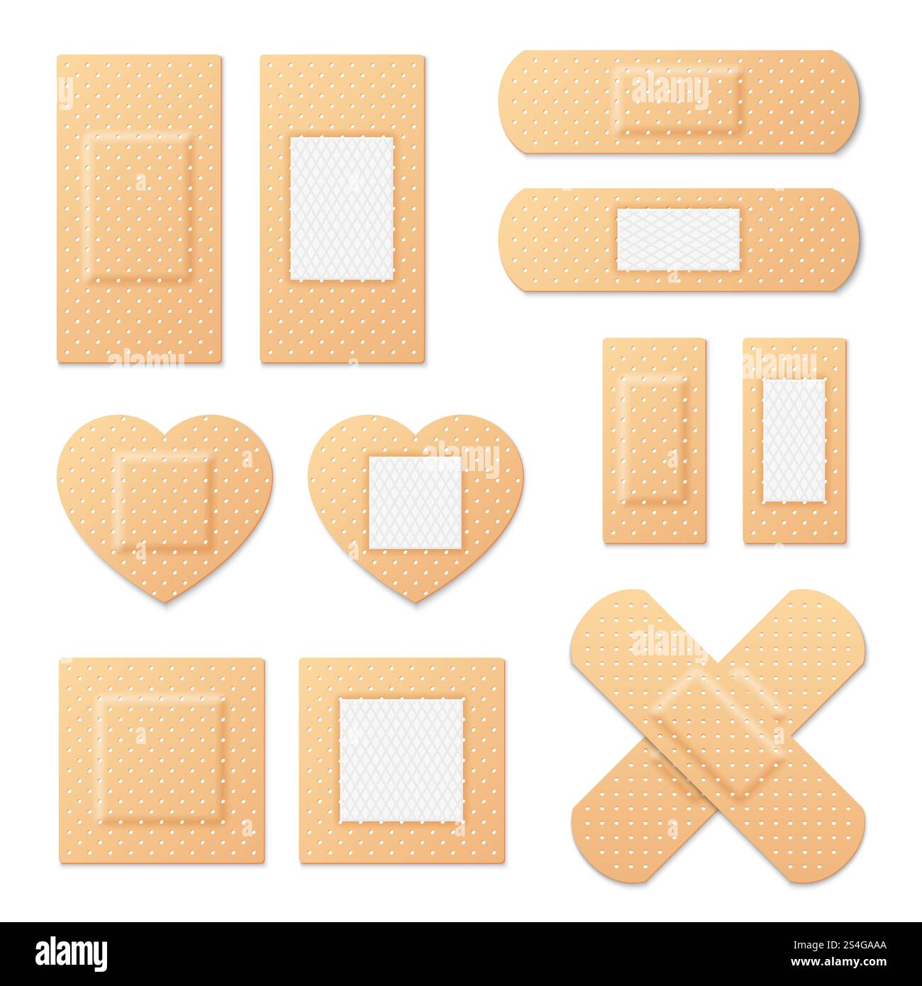 Adhesive bandage elastic medical plasters vector set. Illustration of medical plaster, elastic ...