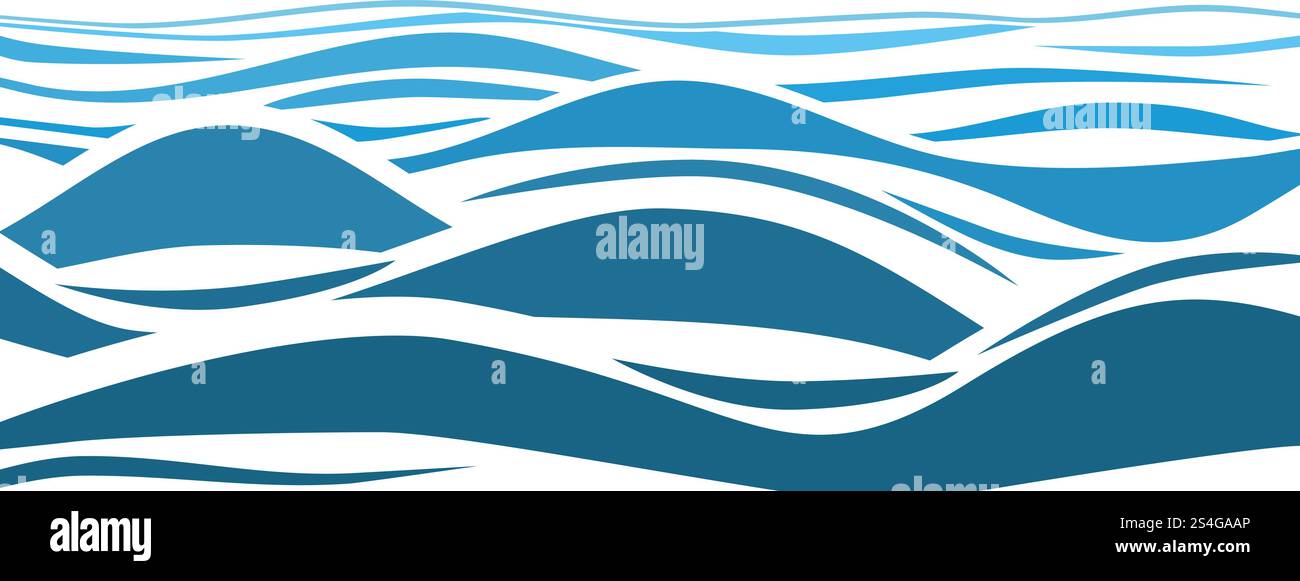 Blue water sea waves abstract vector background. Water wave curve ...