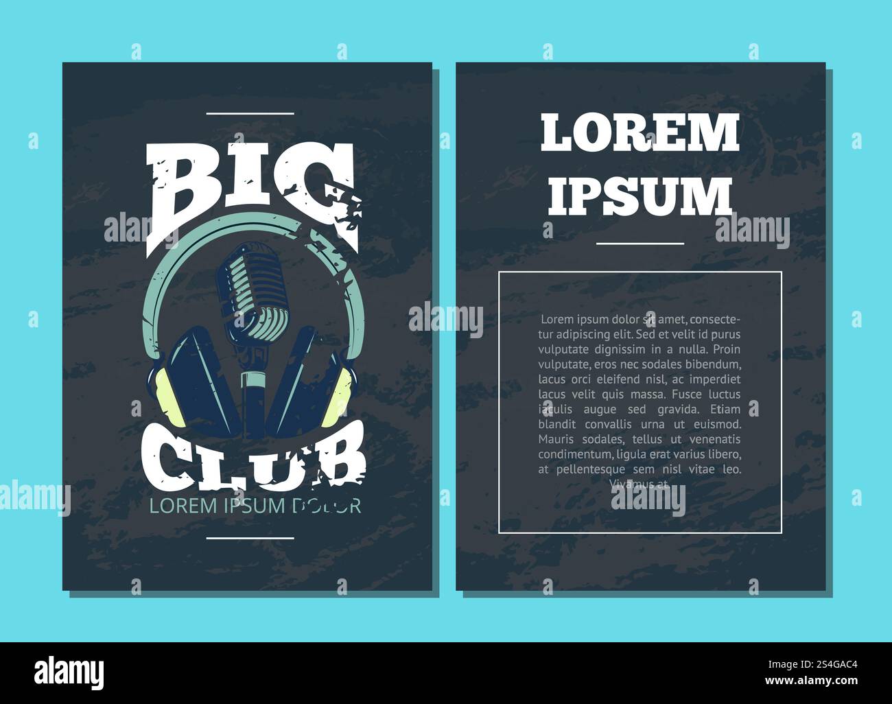 Vector card flyer with karaoke club, audio record studio logo with ...