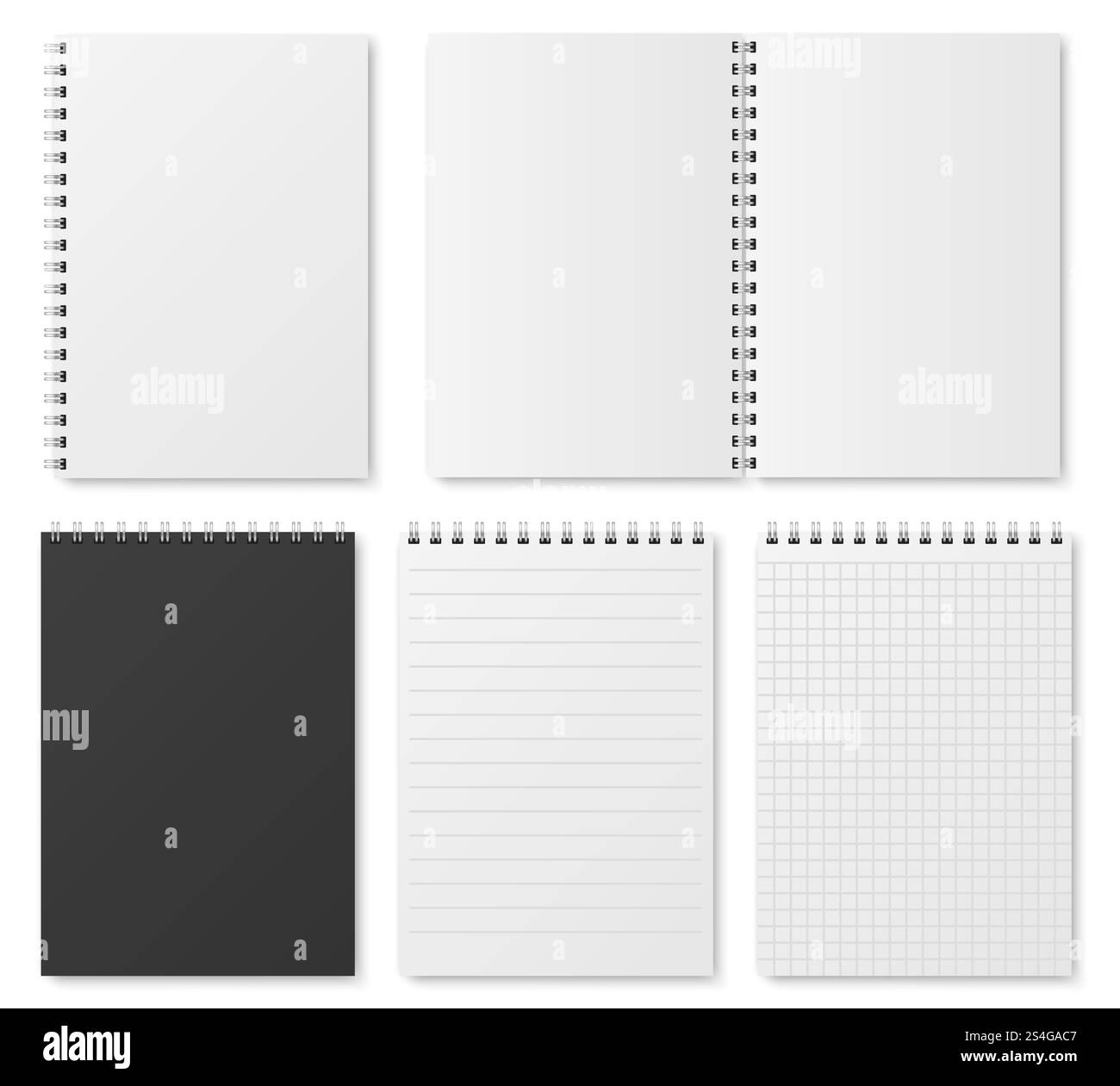 Blank open and closed realistic notebook, organizer and diary vector ...