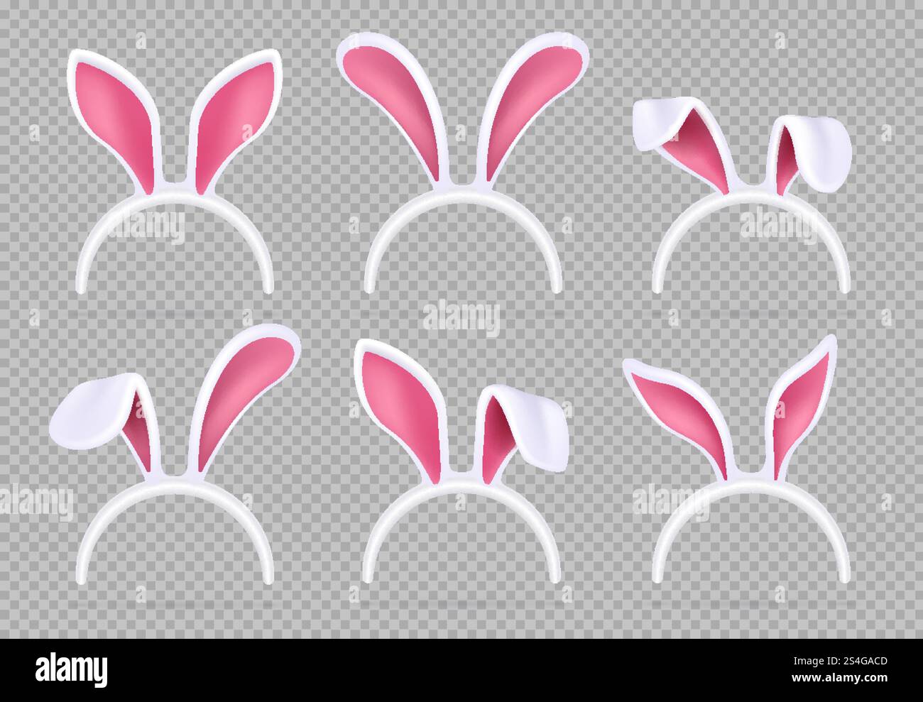 Isolated realistic rabbit ears. Funny easter bunny vector masks ...